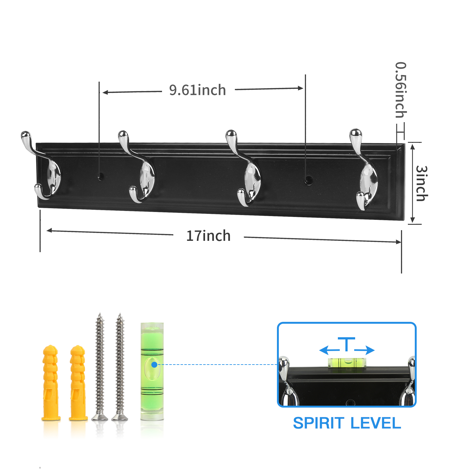 Black MDF clothes hook