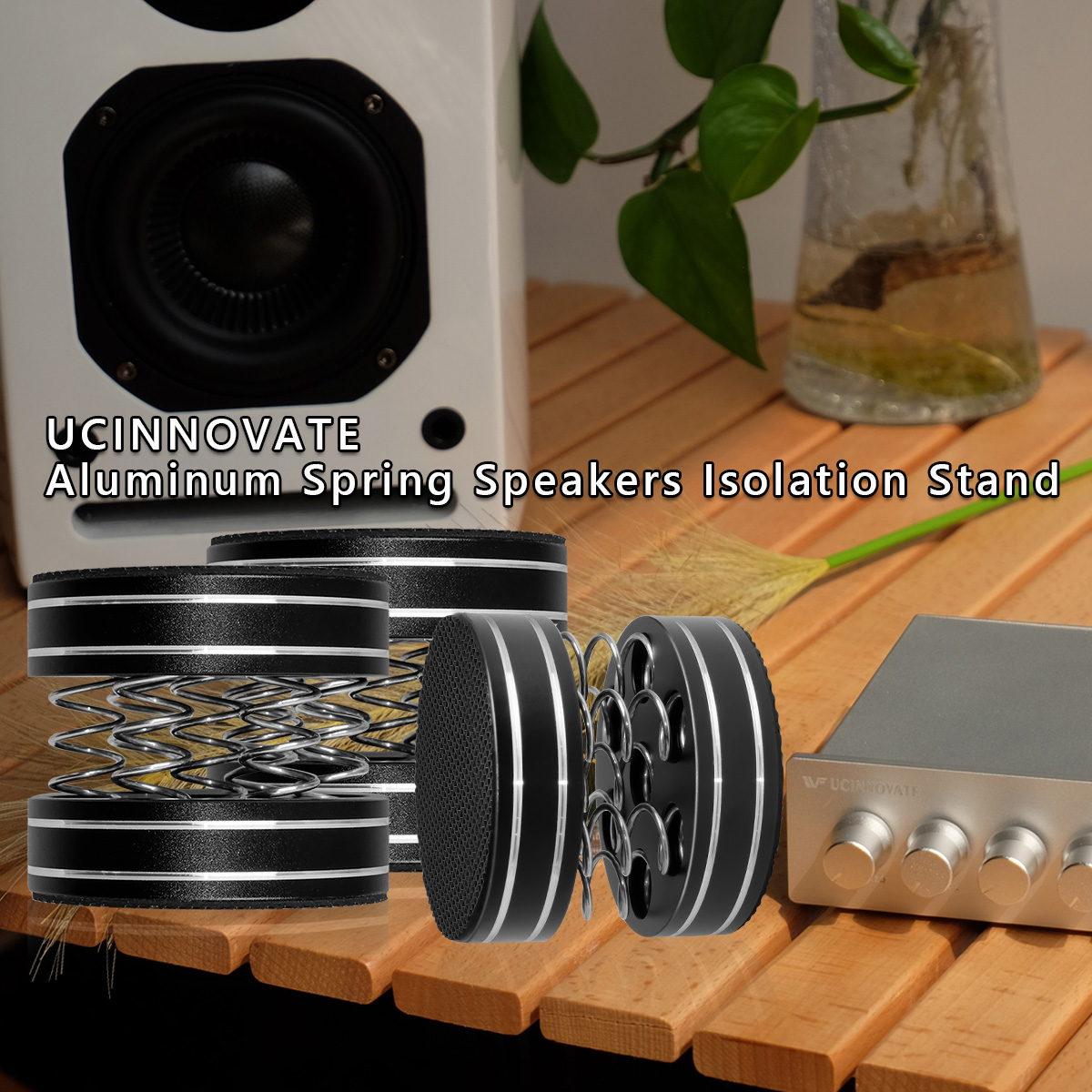 UCINNOVATE 4Pcs Audiophile Aluminum Turntable Isolation Stand Feet, Ad