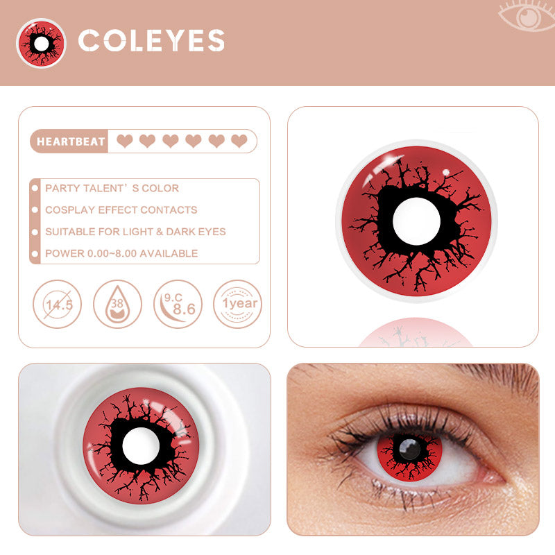 Coleyes Scary Blood Red Yearly Prescription Colored Contacts