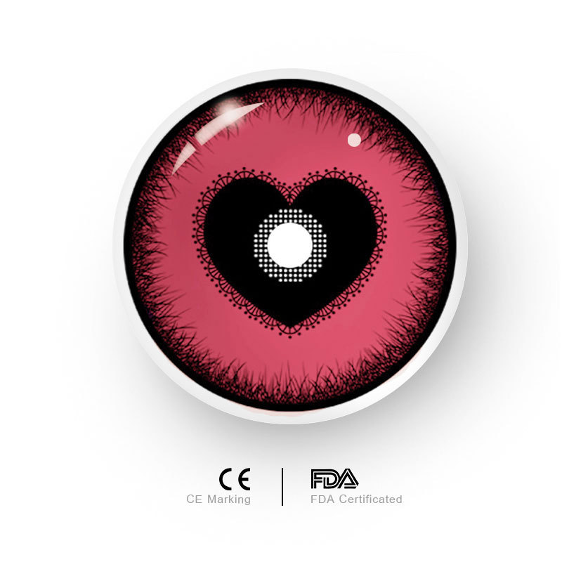 MYEYEBB Blind Anime Yandere Pink Prescription Cosplay Colored Contact ...