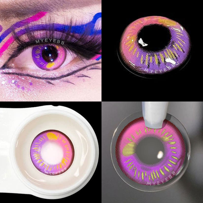 MYEYEBB Anime Pink Prescription Cosplay Colored Contact Lenses