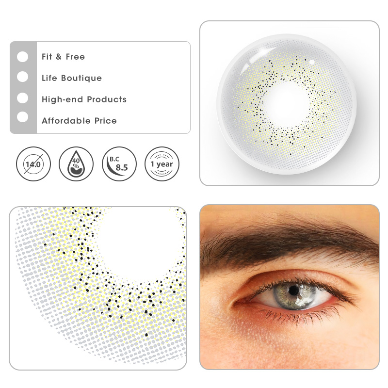 MYEYEBB Ocean Cyan-Grey Prescription Men Colored Contact Lenses