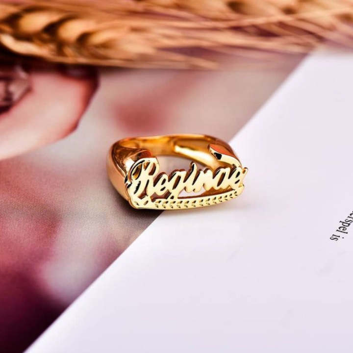 Gold Plated Personalized Customized Name Ring