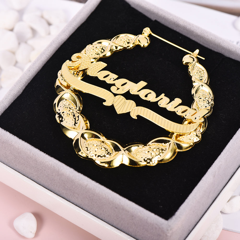 Double Layer Heart Nameplate with Snake Chain Name Necklace And Heart ...