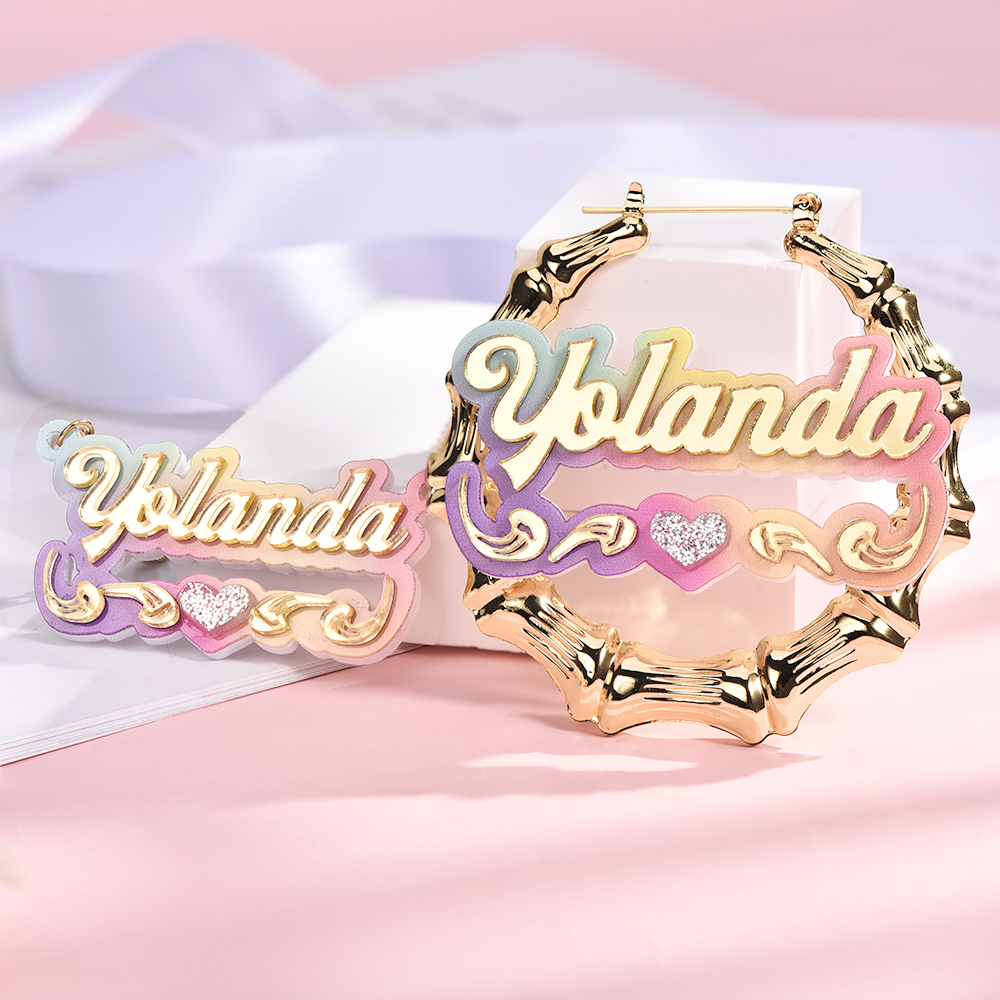 Personalized Colorful Acrylic Name Necklace and Earrings Set Cute ...