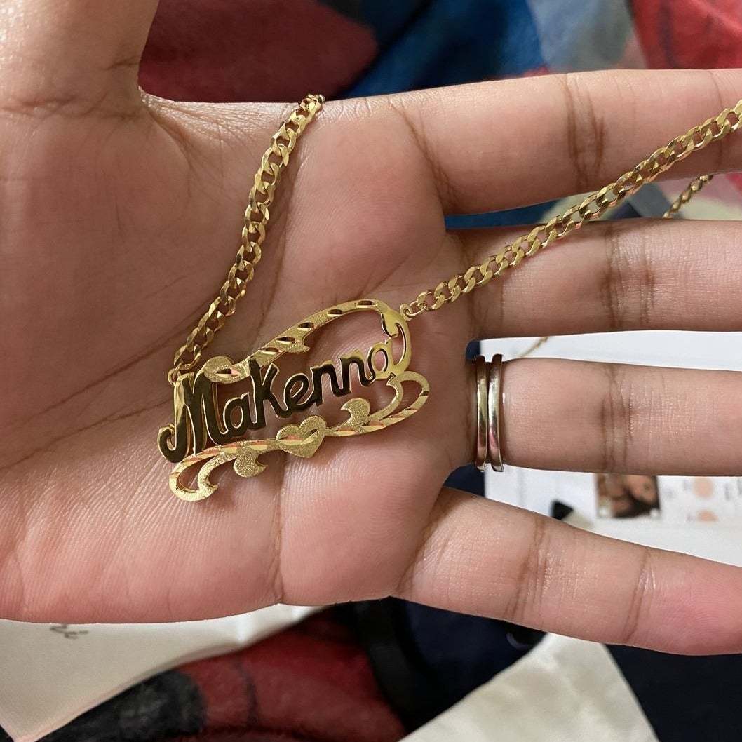3D Double Plated Gold Plated Personalized Name Necklace