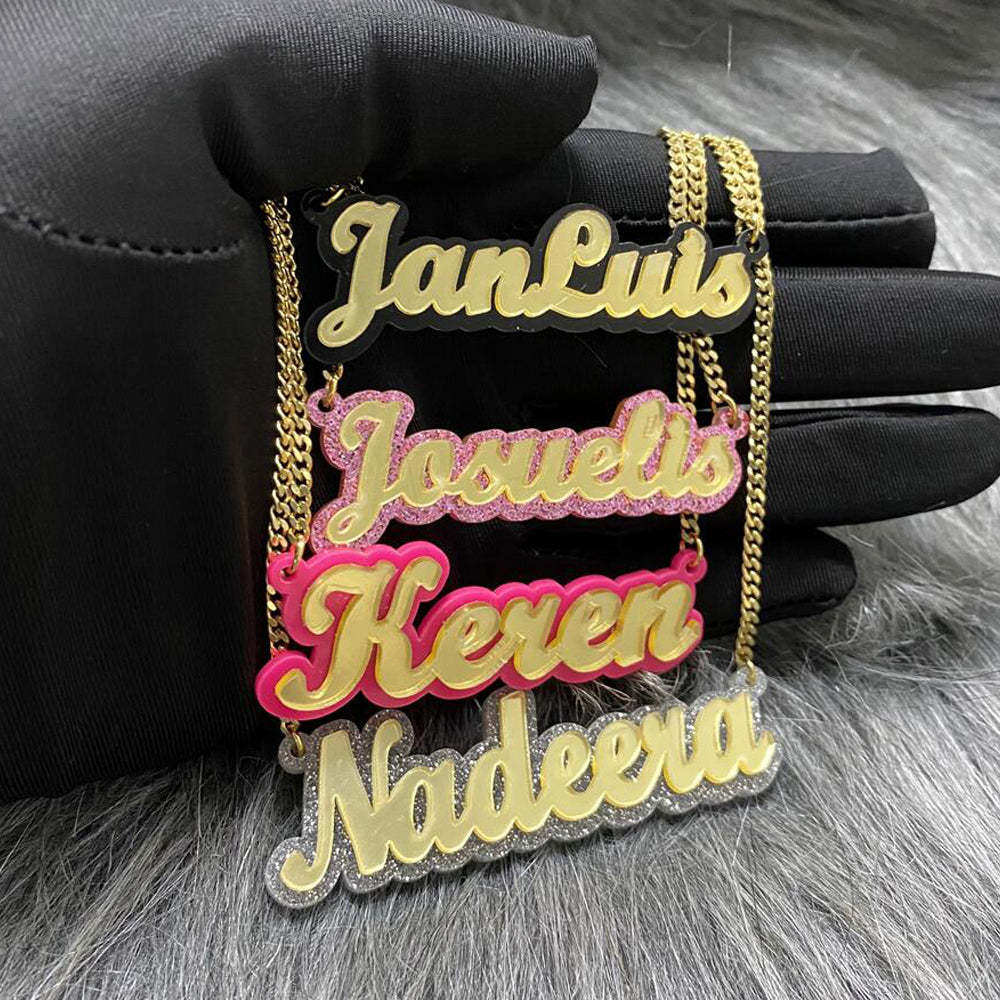 Colorful Acrylic Nameplate Pendant Personalized Custom Name Necklace