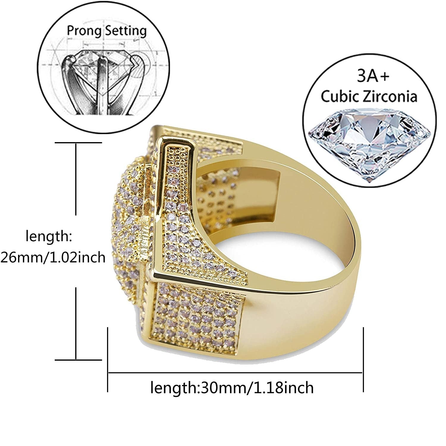 Star Gold Plated Ring Hip Hop Punky Rappers Jewelry for Men