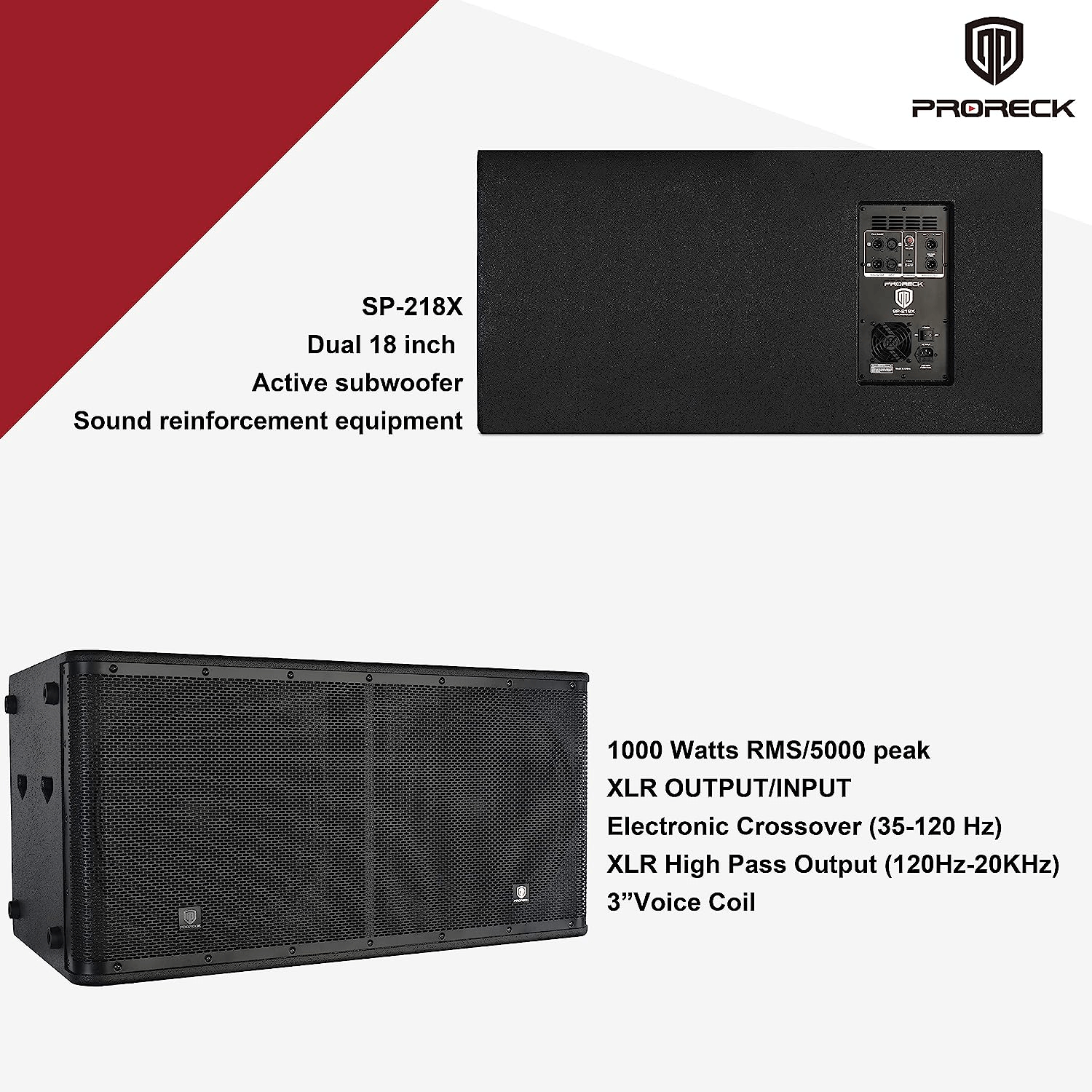 PRORECK SP-218X | 18 Inch Powered Subwoofer|3000W Bass