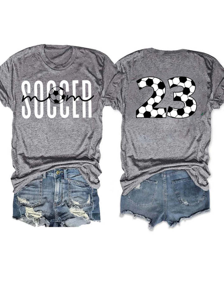 Customized Number Soccer Mom T-shirt-Shehaha