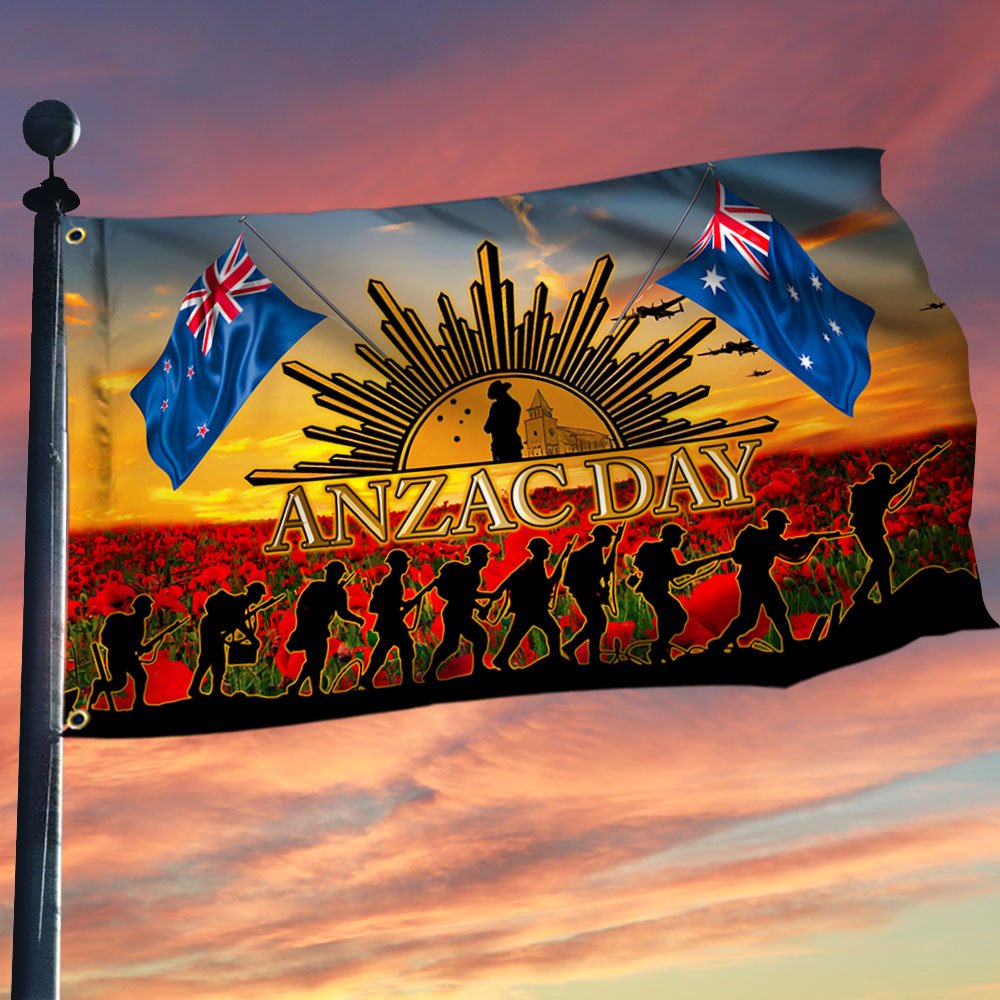 Anzac Day Flag Australian New Zealand Anzac Day Grommet Flag QTR28GFCT