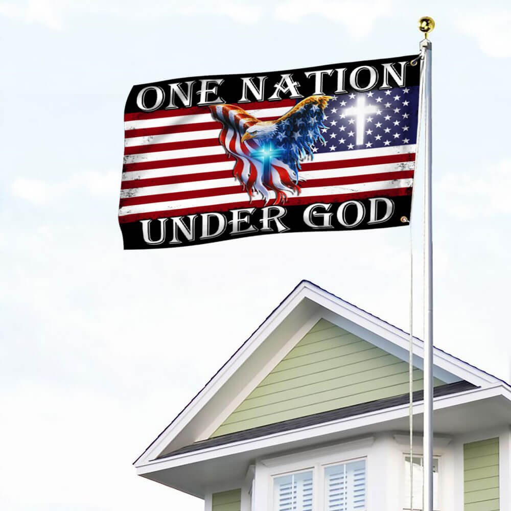 One Nation Under God American Eagle Grommet Flag
