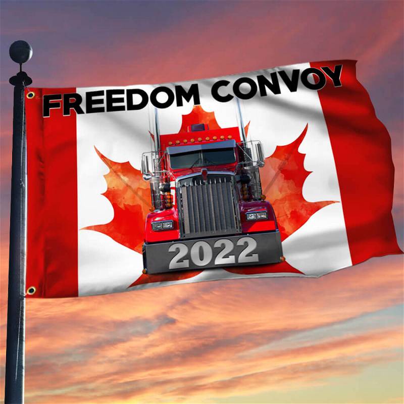 Canadian Freedom Convoy 2022 Flag, Truckers For Freedom, Mandate Freed