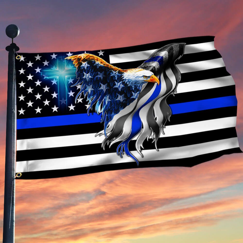 The Thin Blue Line Police Law Enforcement American Eagle Flag Thb348