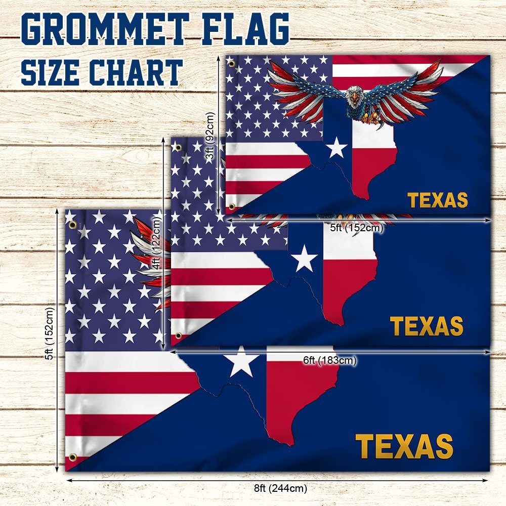 Texas Flag Texas American Eagle Grommet Flags