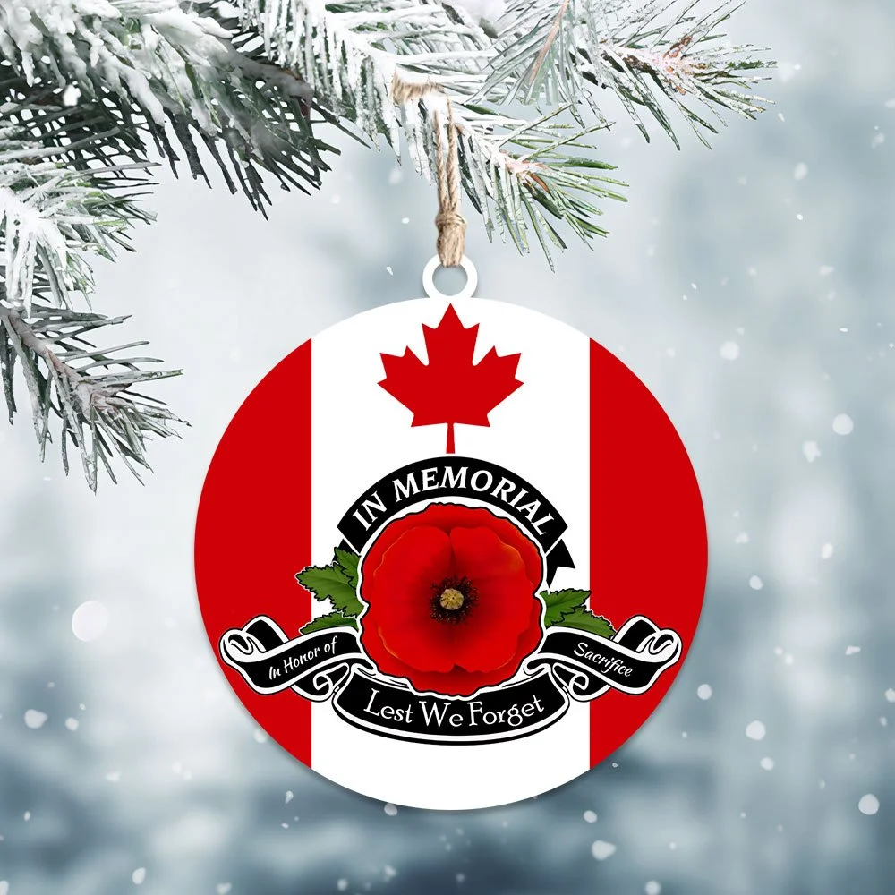 Canada Veteran Ornament Remembrance Day Lest We Forget Red Poppy TQN53