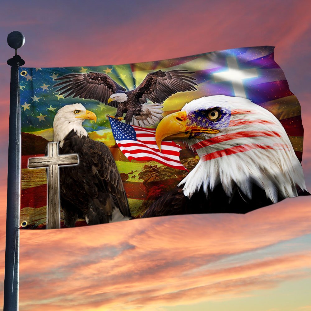 Eagle Cross Patriotic American Grommet Flag DBD3366GFCT
