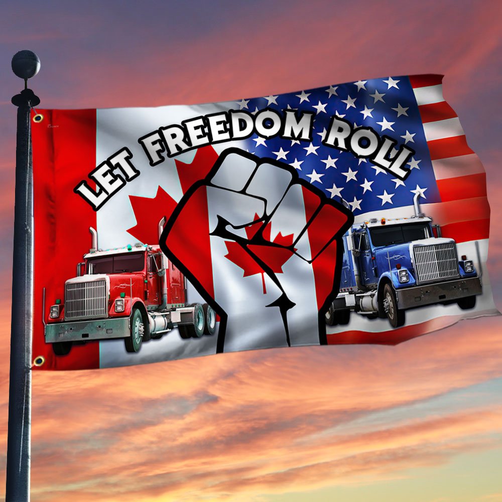 Canada Freedom Convoy 2022 Grommet Flag Let Freedom Roll DBD3299GFCT