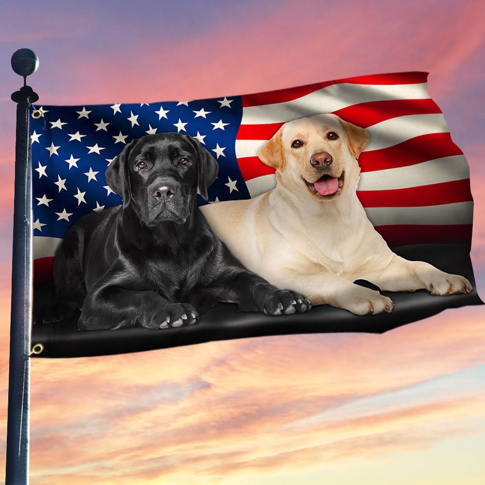 Black Lab And Yellow Lab Grommet Flag Labrador Retriever American Flag