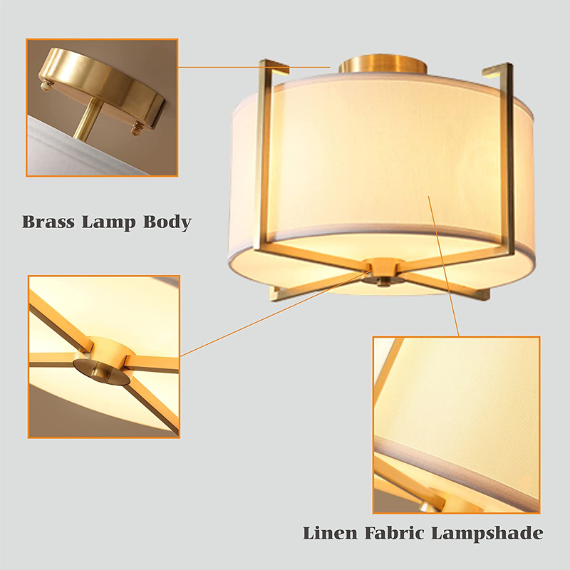 KCO Modern Flush Mount Ceiling Lights Drum Fabric (C9024)