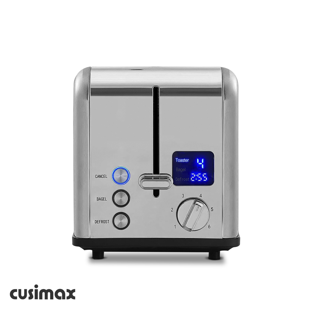 Cusimax 2 Slice Silver Stainless Steel Toaster With Large LED Display ...