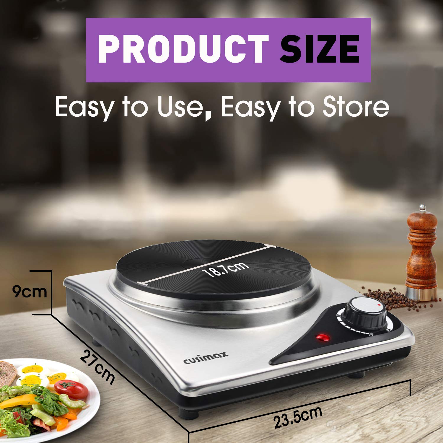 Cusimax 1500W Electric Cooking Portable Single Hot Plate(UK)