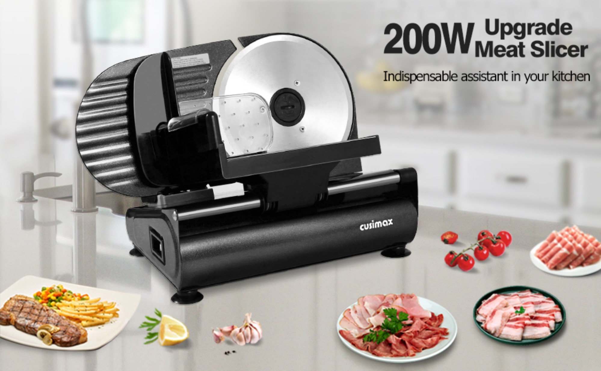 Meat Slicer Cusimax Electric Deli Food Slicer With Two 75removable