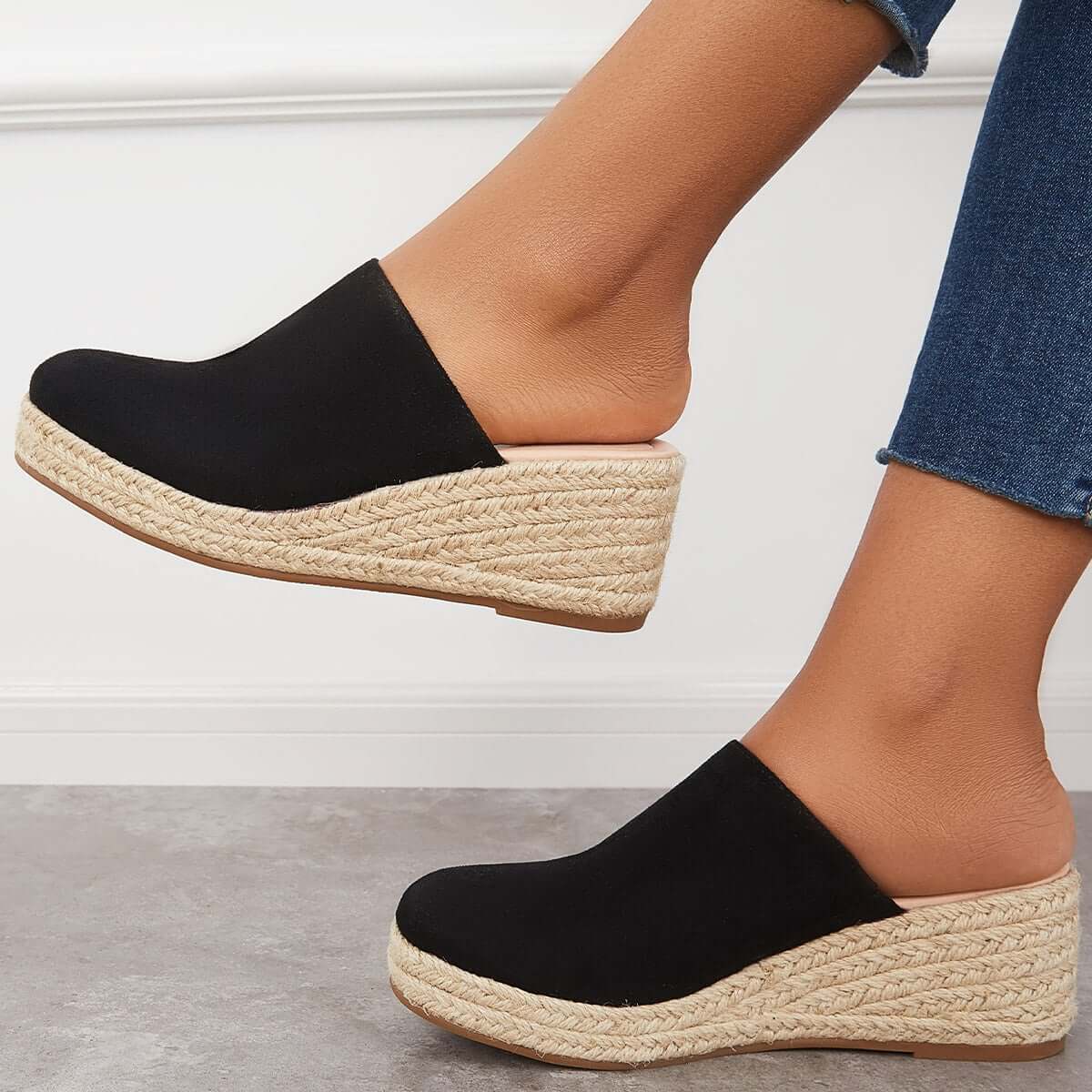 Espadrilles Mule Wedges Platform Slip on Backless Sandals - MEABOOTS