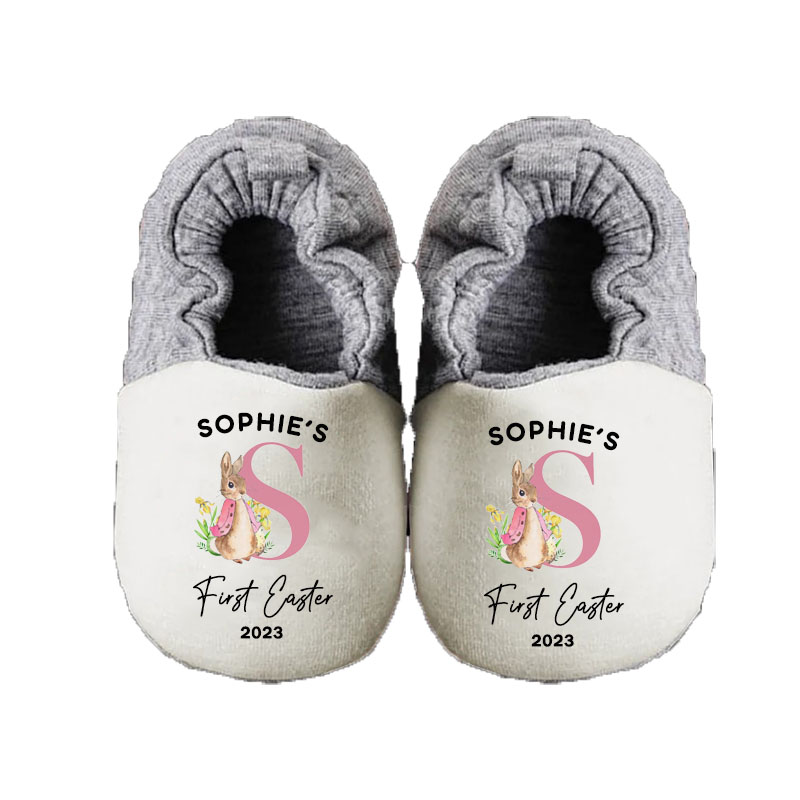 Personalized Custom First Easter Bunny Baby Booties