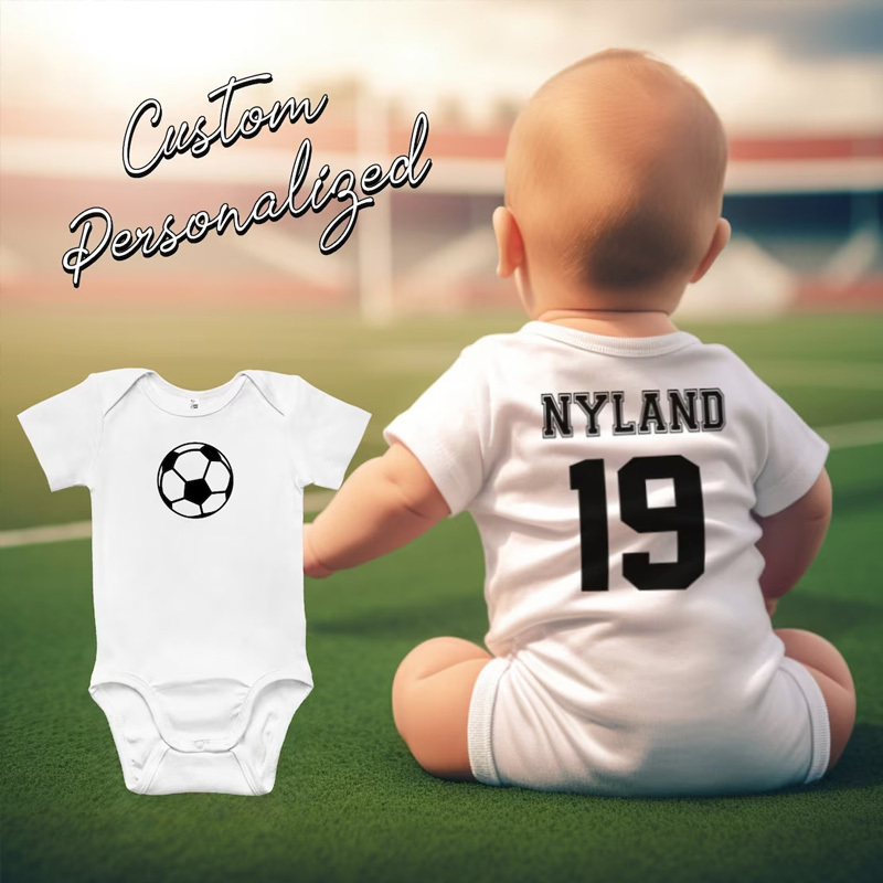 Personalized Sport Jersey Baby Bodysuit for Infant Boys and Girls