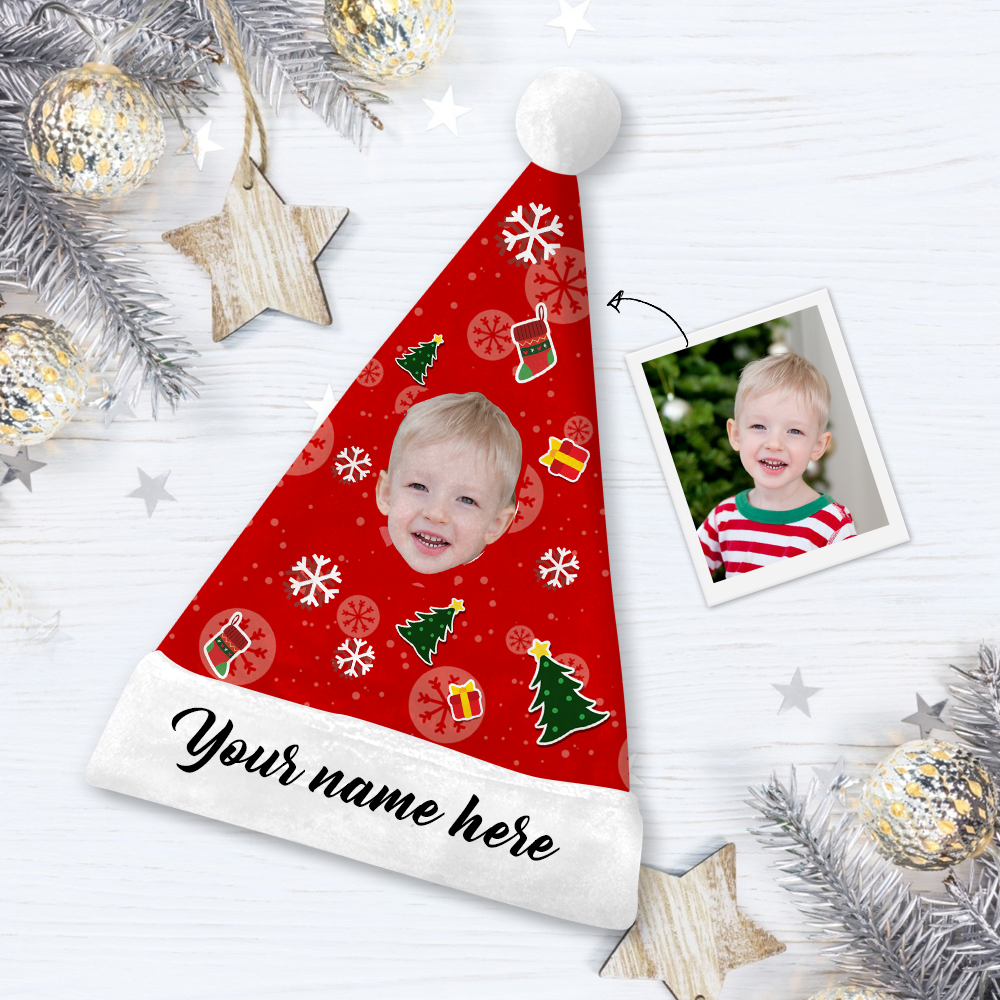 Custom Tree Hero Face Santa Hat With Your Text