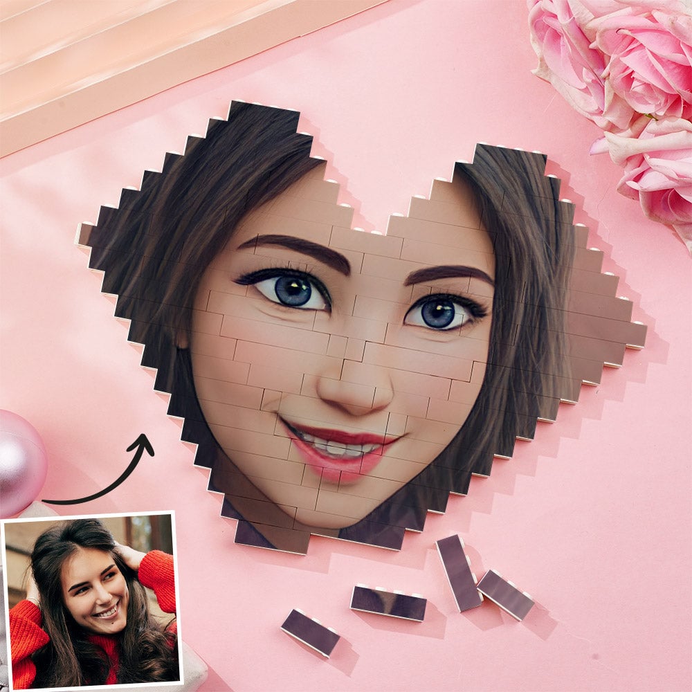 Personalised Building Brick Heart Custom Cartoon Avatar Block Valentin