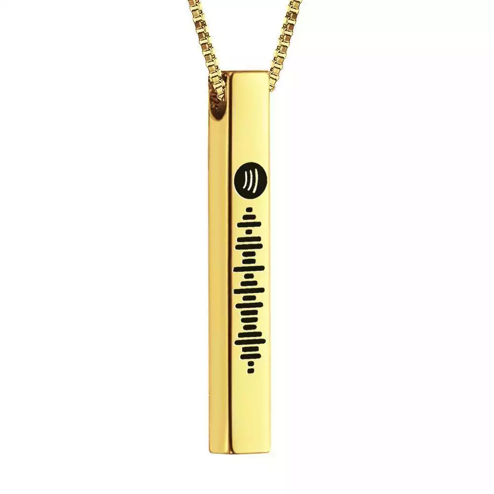 Collana con codice Spotify Collana con barra verticale incisa in 3D Regali
