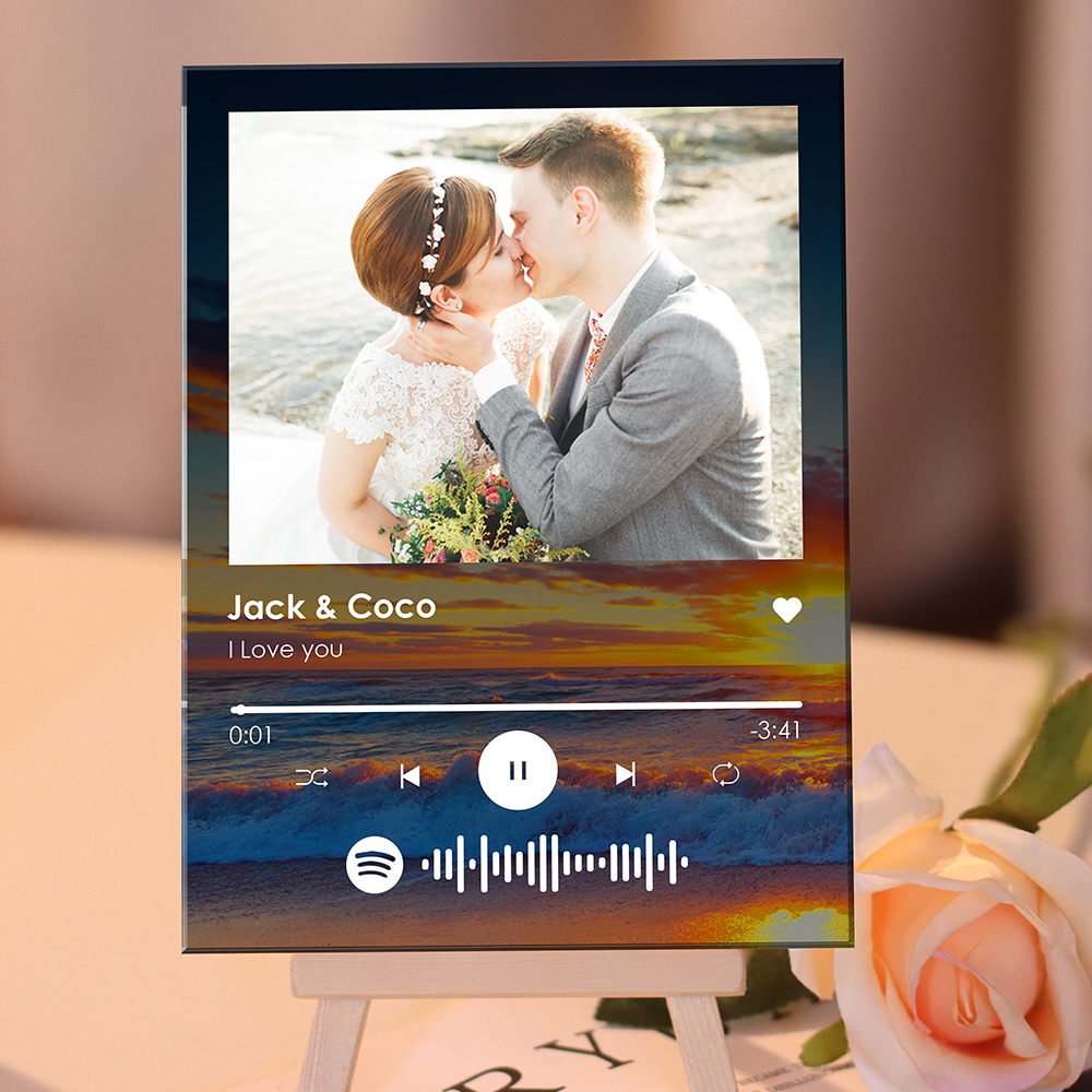 Spotify Plaque Ocean Waves Background Custom Photo Custom Spotify Gift