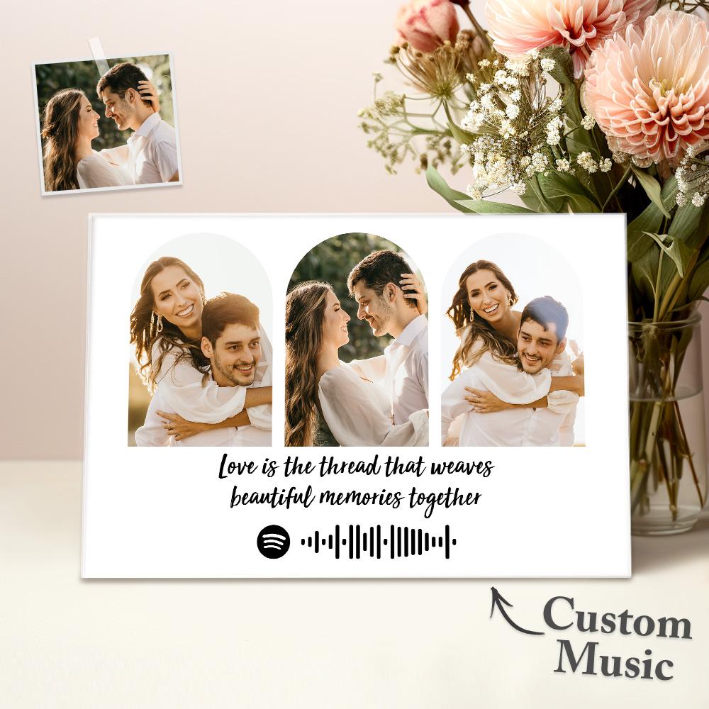 Custom Spotify Plaque Custom Three Photo Spotify Frame Anniversary Gift