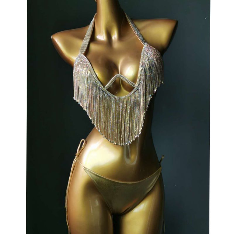 2021 Venus Vacation Diamond Tassels Bikini Set Swimwear Rhinestone Sw