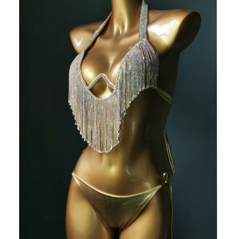 2021 Venus Vacation Diamond Tassels Bikini Set Swimwear Rhinestone Sw