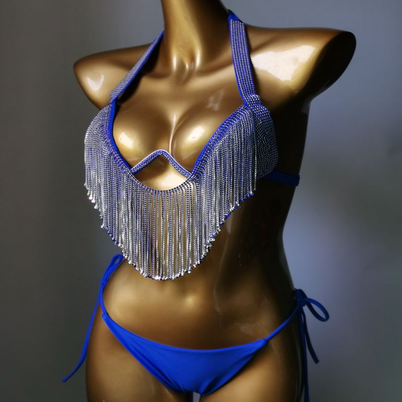 2023 Venus Vacation Diamond Tassels Bikini Set Swimwear Rhinestone Sw