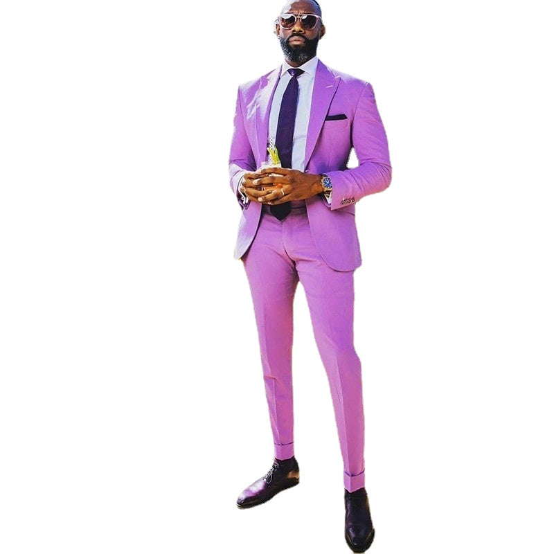 YiMinpwp Lilac Men Suits Summer Spring Prom Suit Peaked Lapel One But