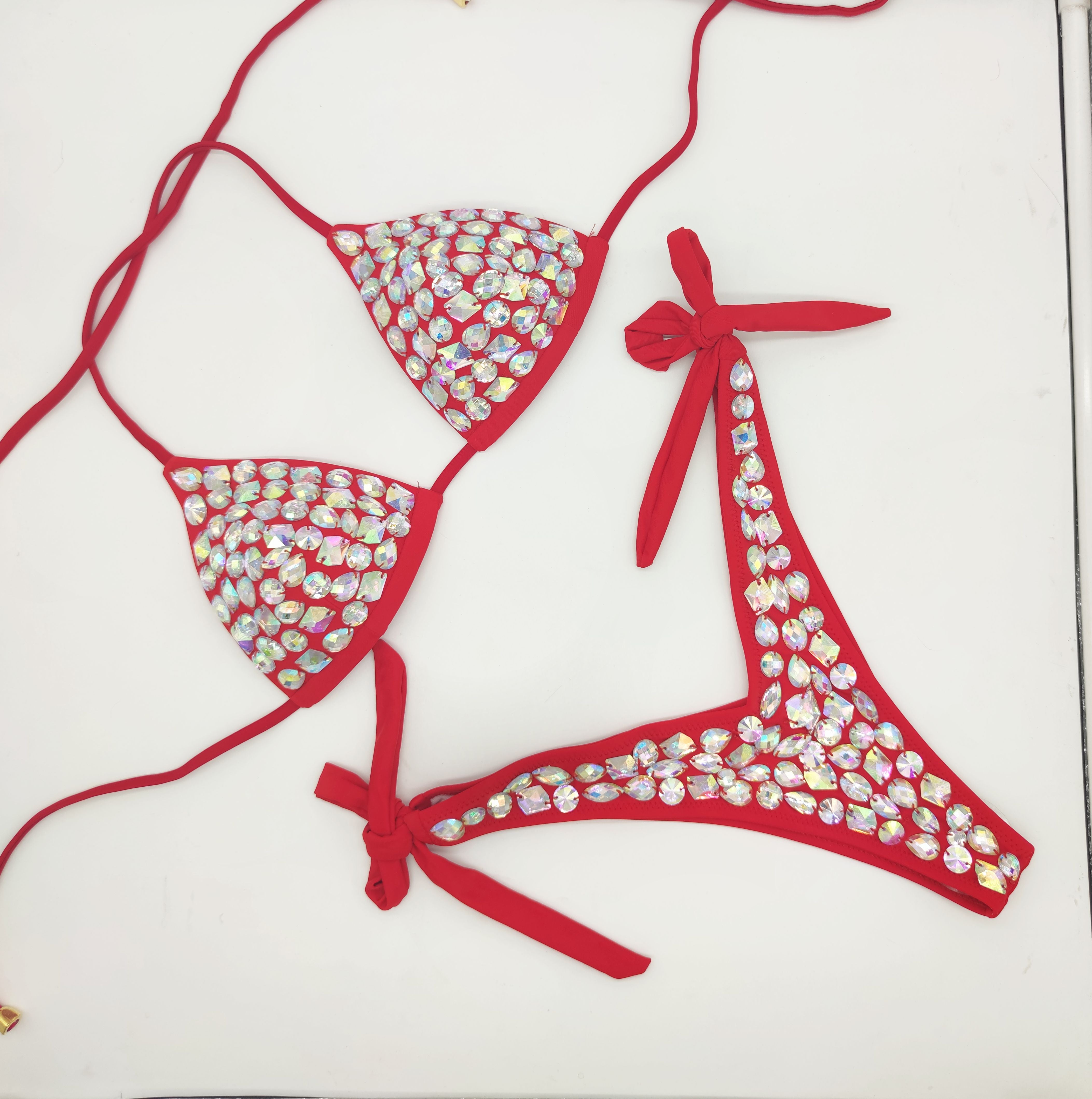 Fashion Diamond Bikini Set Rhinestone Swimwear Crystal Bathing Suit S