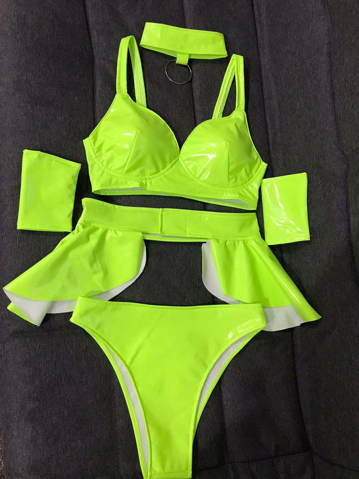 Fluorescent Color Nightclub Bikini Performance Clothing Suit Rave Out