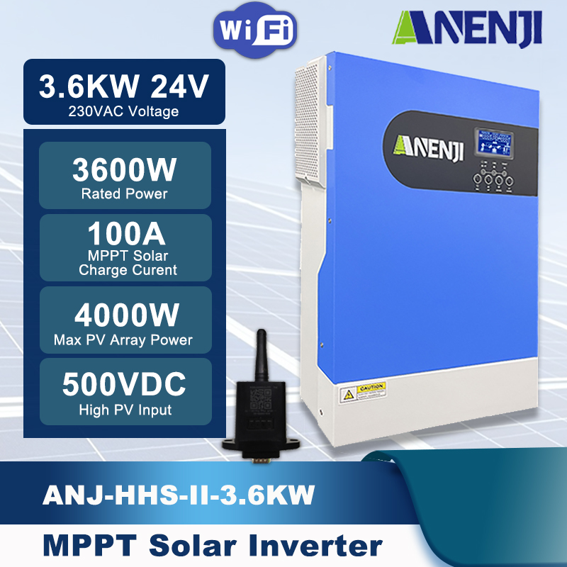Anenji Hybrid Solar Inverter 3 6kw 24vdc 230vac Mppt 500vdc 100a Charg