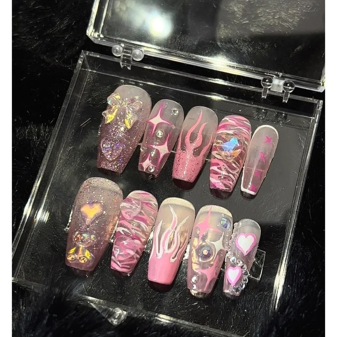 Y2K Pink Handmade Nails