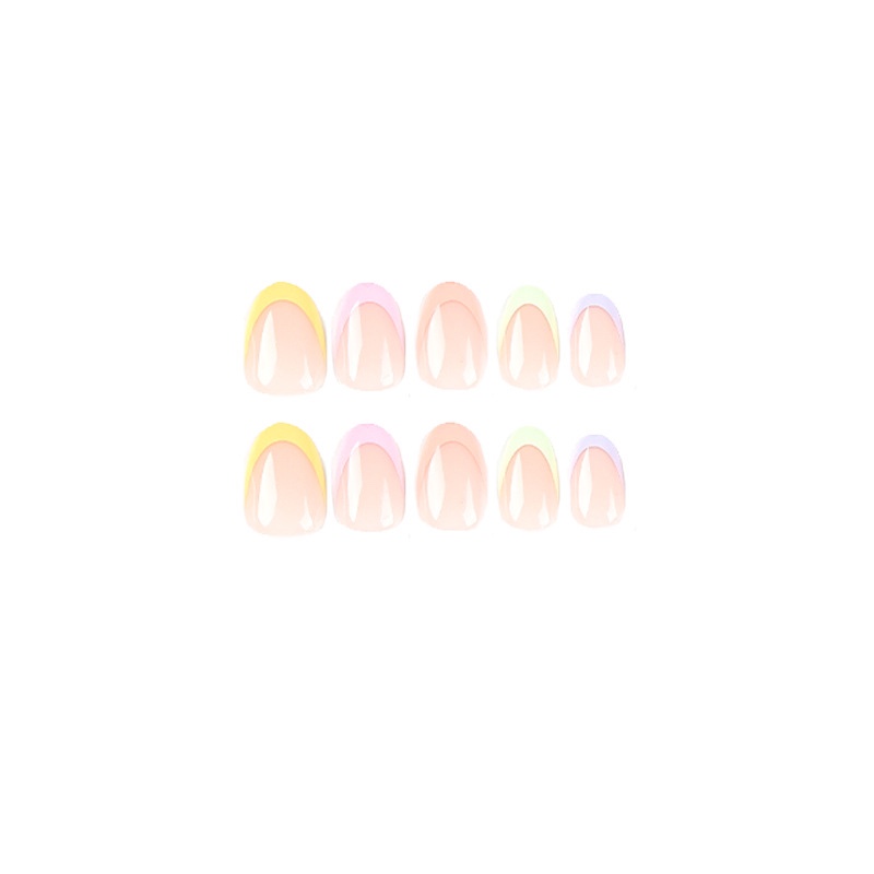 Summer Rainbow French Tip Short Nails Summer Rainbow French Tip Short Nails
