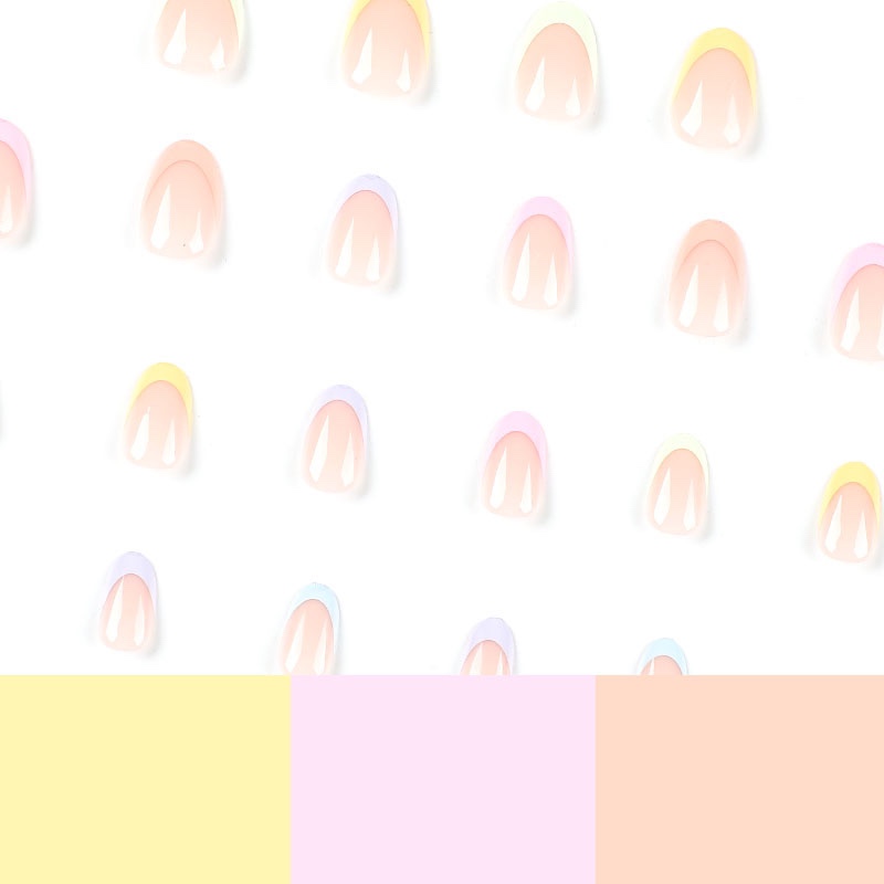 Summer Rainbow French Tip Short Nails Summer Rainbow French Tip Short Nails
