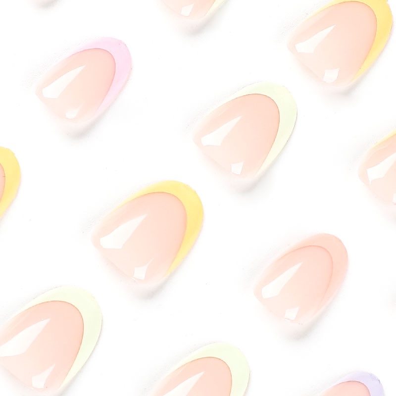 Summer Rainbow French Tip Short Nails Summer Rainbow French Tip Short Nails