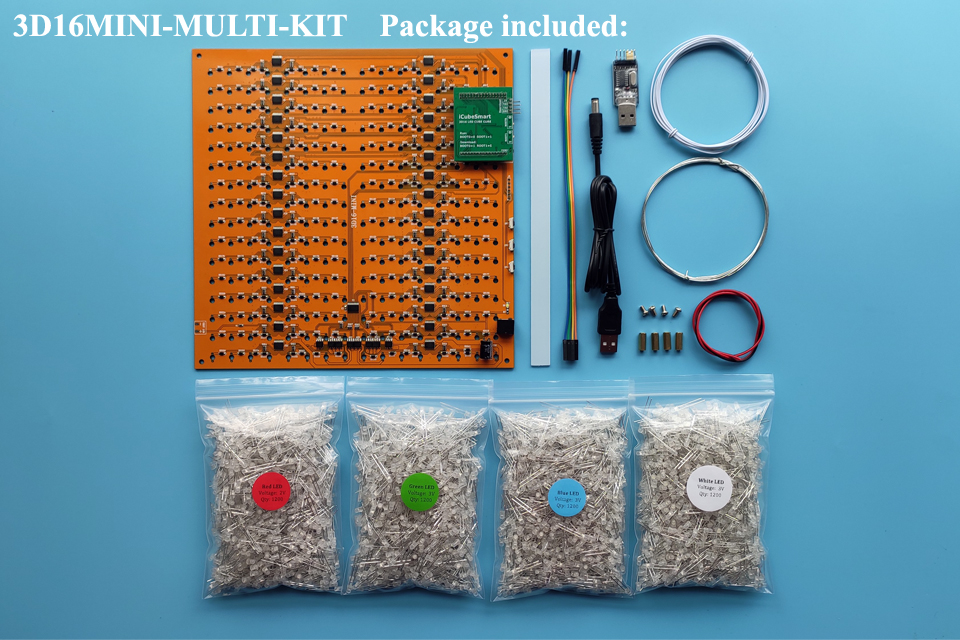 iCubeSmart 3D16 Led Cube Kit Diy Soldering Project 16x16x16 Led Light