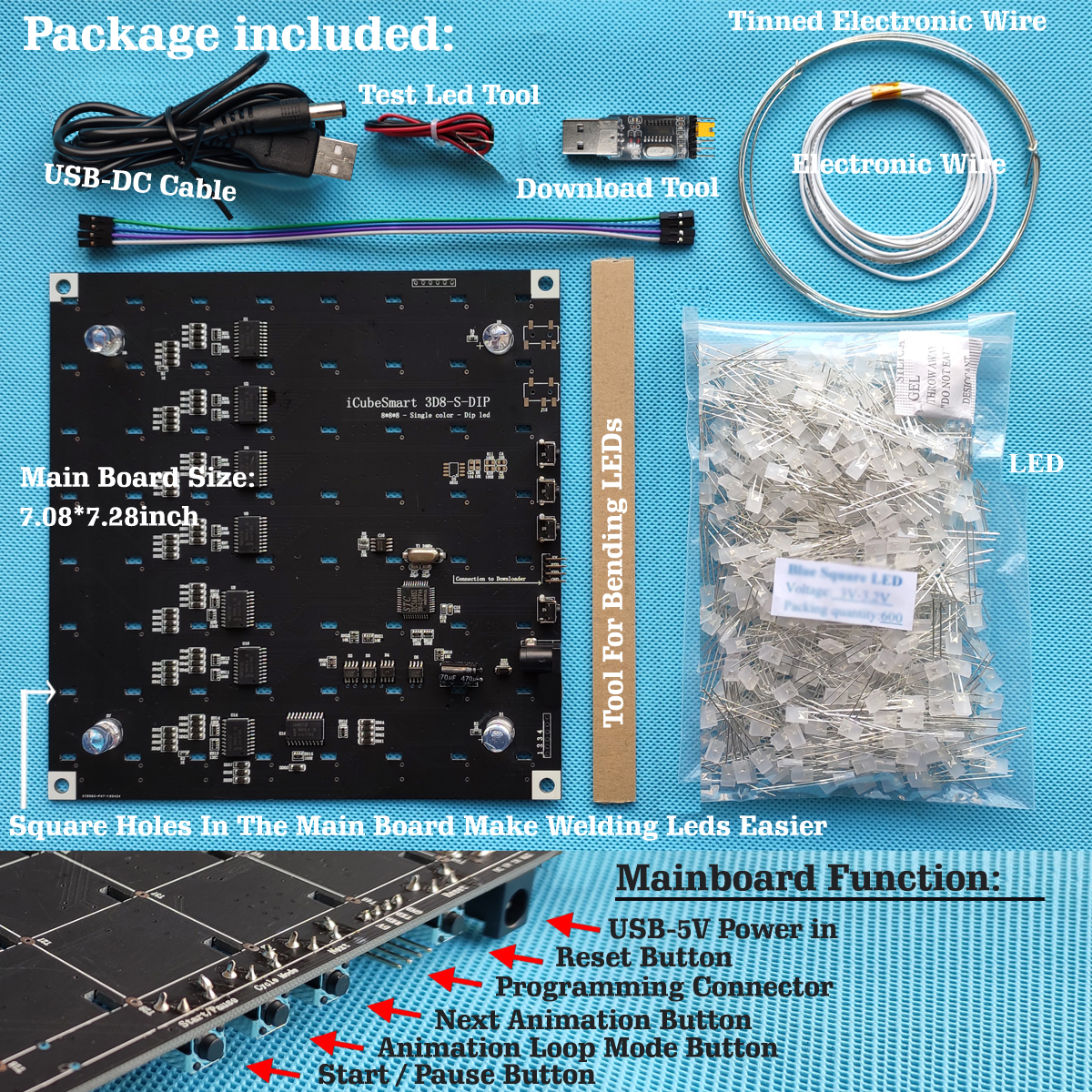 iCubeSmart 3D8S Led Cube DIY Kit Teenagers Learning Soldering Project ...