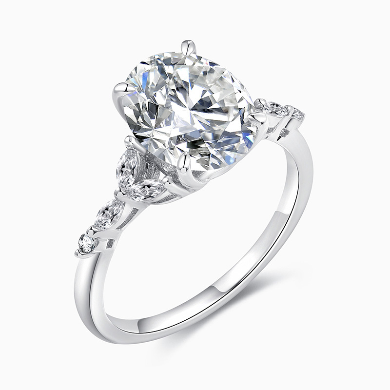 Oval Cut Moissanite Shoulder Ring Vintage Design Wedding Rings