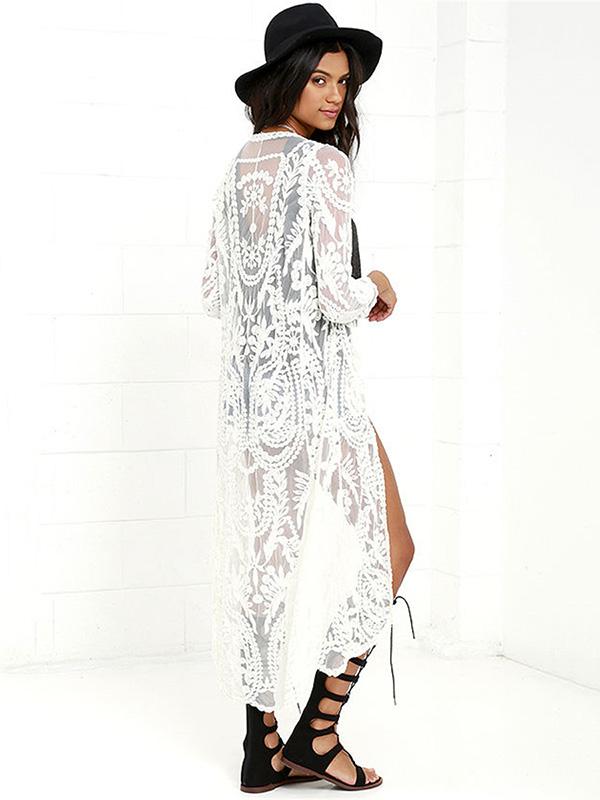 Lace Embroidered Vacation Sun-protection Cover-up